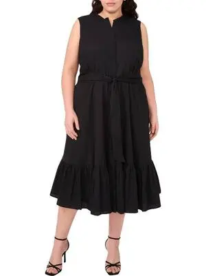 Halogen Tie Front Cotton Midi Sundress - Rich Black