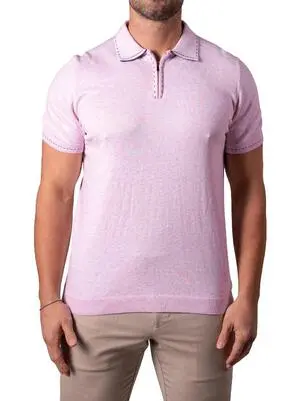 MACEOO Quarter Zip Polo - Pink