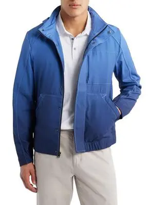W.R.K Water Resistant Ombré Windbreaker With Stowaway Hood - Blue