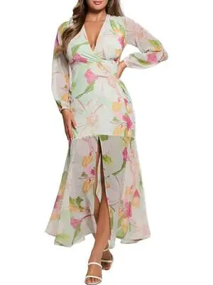 Guess Floral Long Sleeve Dress - Petals In Paradise Print