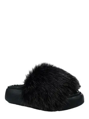 ZIGI Fabbi Faux Fur Platform Sandal - Black