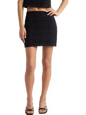 OPEN EDIT Textured Knit Miniskirt - Black