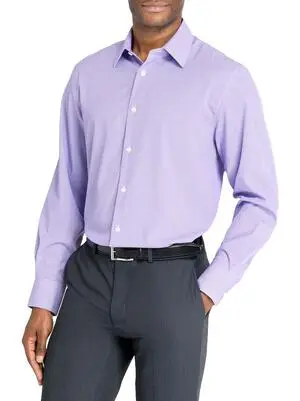 W.R.K Regular Fit Geometric Print Performance Dress Shirt - Violet