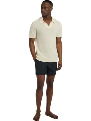 ONIA Cotton Textured Johnny Collar Polo