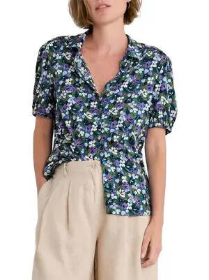 SEASALT CORNWALL Embrace Floral Button-up Shirt - Crayon Floral Dark Drift