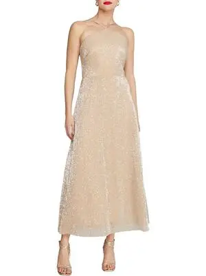Halston Denise Sequin Sleeveless Gown - Latte