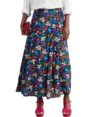 SEASALT CORNWALL Lethlean Floral Pleated Maxi Skirt - Crayon Floral Maritime