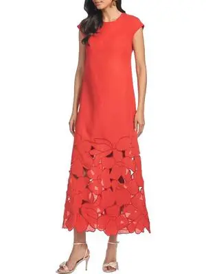 Sachin & Babi Sabette Embroidered Linen Blend Dress - Cherry Red