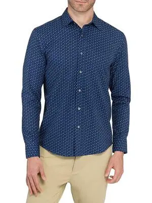 W.R.K Trim Fit Neat Performance Button-up Shirt - Navy