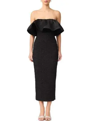 ELLIATT Dandelion Strapless Body-con Midi Dress - Black