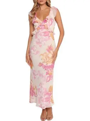 PETAL & PUP Kaori Ruffle Midi Dress - Pink Floral