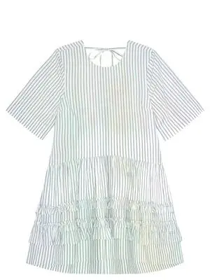 GANNI Striped Dress - White