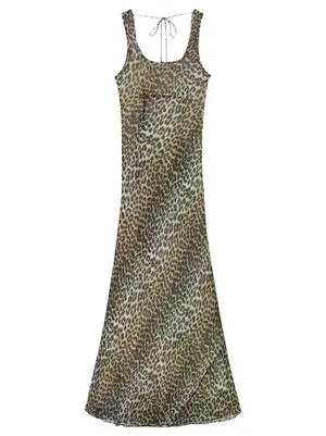 GANNI Leopard-print Dress - Neutrals