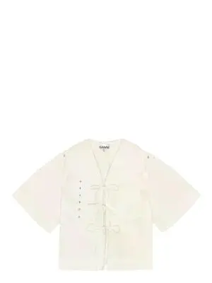 GANNI Self-tie Blouse - White