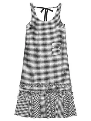 GANNI Gingham-print Dress - Black