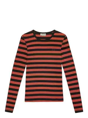 GANNI Striped Long-sleeve T-shirt - Orange