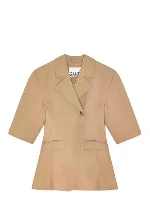 GANNI Short-sleeved Blazer - Neutrals