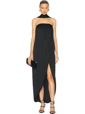 Alexandre Vauthier Crepe Satin Maxi Dress - Black