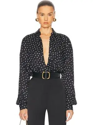 Alexandre Vauthier Polka Dot Button Down Top - Black