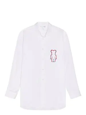 Comme Des Garçons X Bearbrick Digital Print Shirt In White - White & Check