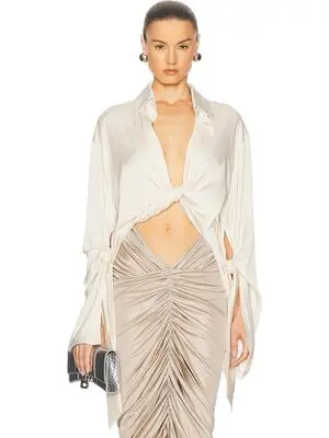Atlein Atlein Draped Cropped Shirt Alabaster