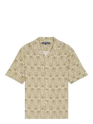 Frescobol Carioca Frescobol Carioca Roberto Palmeira Printed Linen Shirt In Green Dried Moss