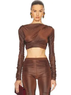 Rick Owens Long Sleeve Crop Top - Rust