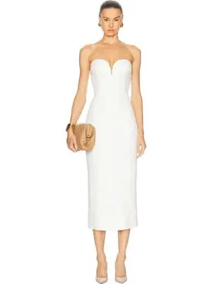 SANS FAFF Evening Sweetheart Neckline Midi Dress - White