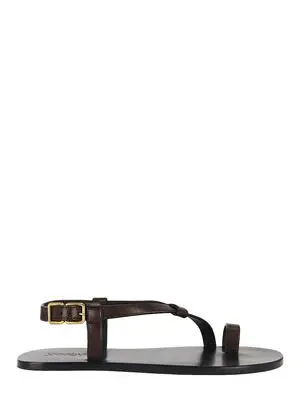 Saint Laurent Party Flat Sandal - Ultra Dark Brown
