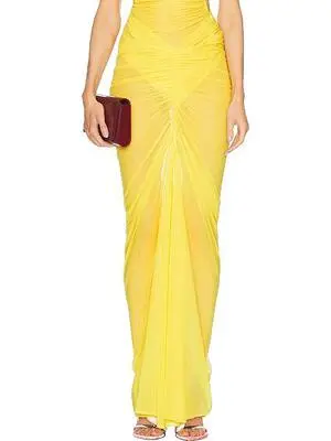 Atlein Ruched Pocket Long Skirt Canary