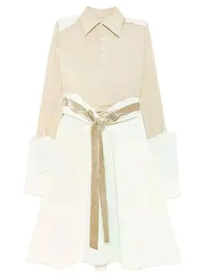 MAISON MARGIELA Belted Patchwork Dress - Neutrals