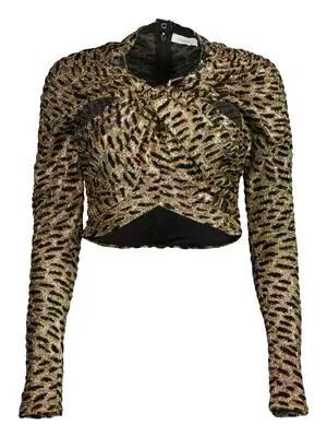 Rabanne Animal-print Long-sleeve Top - Brown