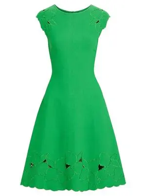 Carolina Herrera Laser-cut Stretch-knit Dress - Green