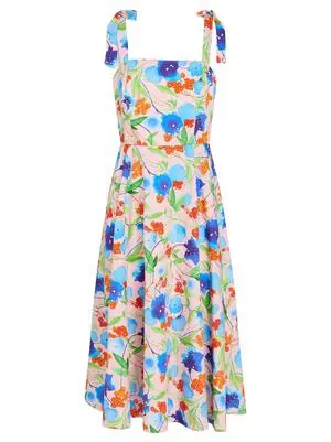 Carolina Herrera Floral-print Cotton-poplin Midi Dress - Baby Pink