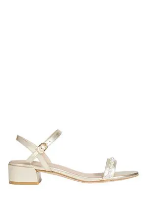 STUART WEITZMAN Dancer 35 Faux Pearl-embellished Metallic Leather Sandals - Platinum