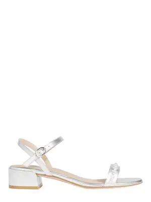STUART WEITZMAN Dancer 35 Faux Pearl-embellished Metallic Leather Sandals - Silver