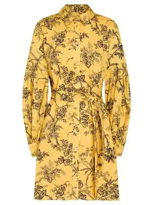 Carolina Herrera Floral-print Cotton-blend Poplin Mini Shirt Dress - Marigold