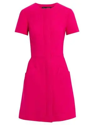 Oscar De La Renta Grain De Poudre Wool-blend Mini Dress - Fuchsia