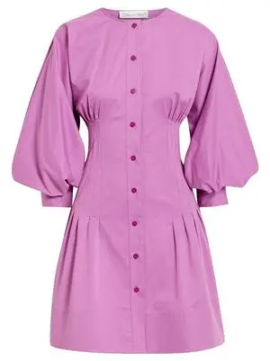 Oscar De La Renta Pintucked Cotton-blend Poplin Mini Dress - Lilac