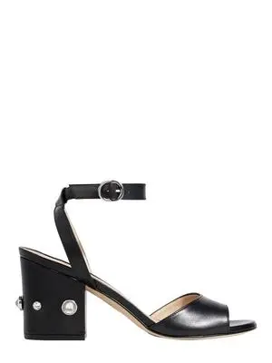 STUART WEITZMAN Crystal-embellished Leather Sandals - Black