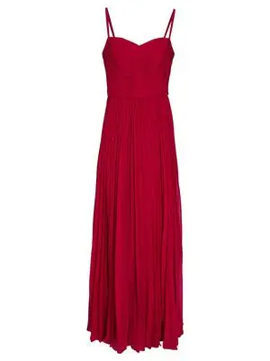 Zac Posen Pleated Chiffon Gown - Crimson