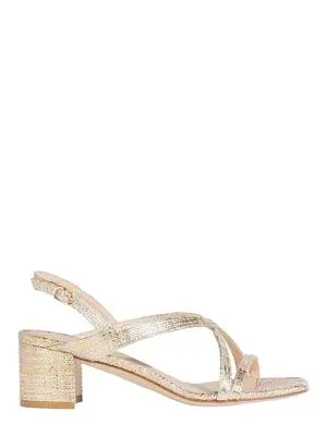 STUART WEITZMAN Oasis 50 Metallic Woven Slingback Sandals - Gold