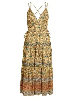 ULLA JOHNSON Rosa Ruffled Printed Cotton-Blend Midi Dress