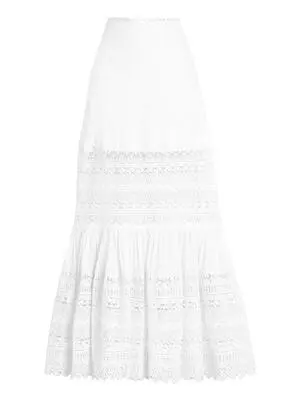 Charo Ruiz Ibiza Viola Guipure Lace-paneled Maxi Skirt - White