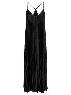 Brunello Cucinelli Bead-embellished Pleated Satin Midi Dress - Black