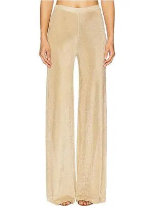 SEROYA Sheldon Metallic Knit Pants - Gold