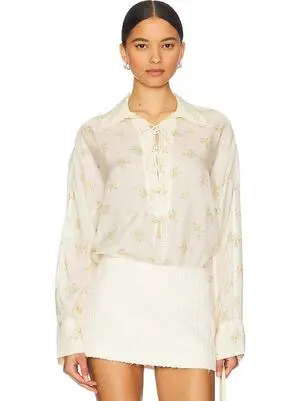 GANNI X Printed Viscose Habotai Shirt - Antique White