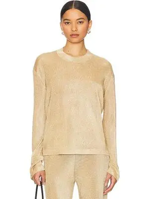 SEROYA Hana Metallic Knit Top - Gold
