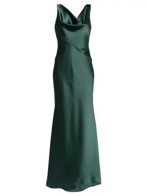 Amsale Bias-cut Cowl-neck Dress - Green