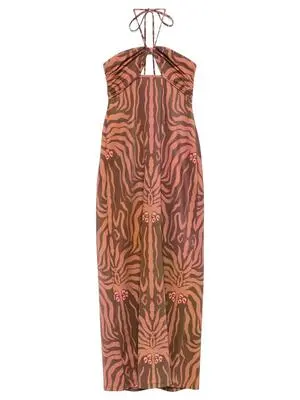 Johanna Ortiz Jungle Palms Midi Dress - Brown